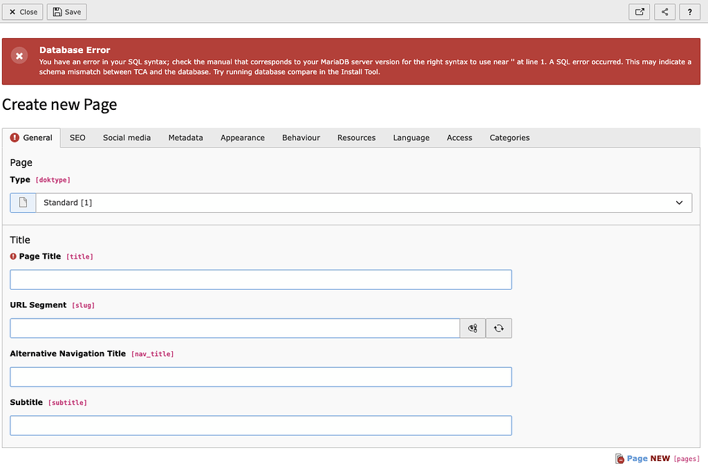 Using site configuration in TCA not working for new page - Backend (UI / Configuration ...